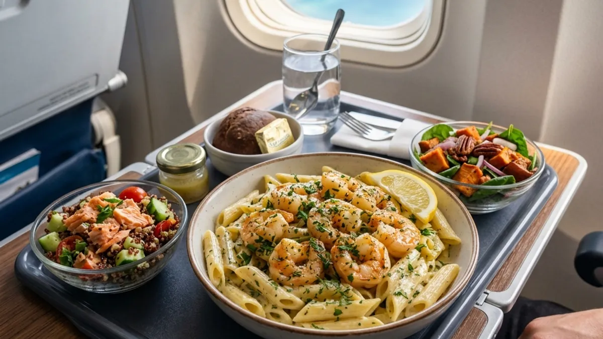 JALホノルル線の機内食「JAL Hawaiian Table」始動 ― 第1弾ガーリックシュリンプを、ANA派の我が家はこう眺めました